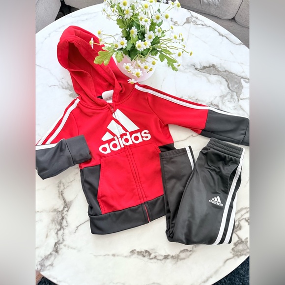 adidas | Matching Sets | Adidas Red And Black Tracksuit | Poshmark